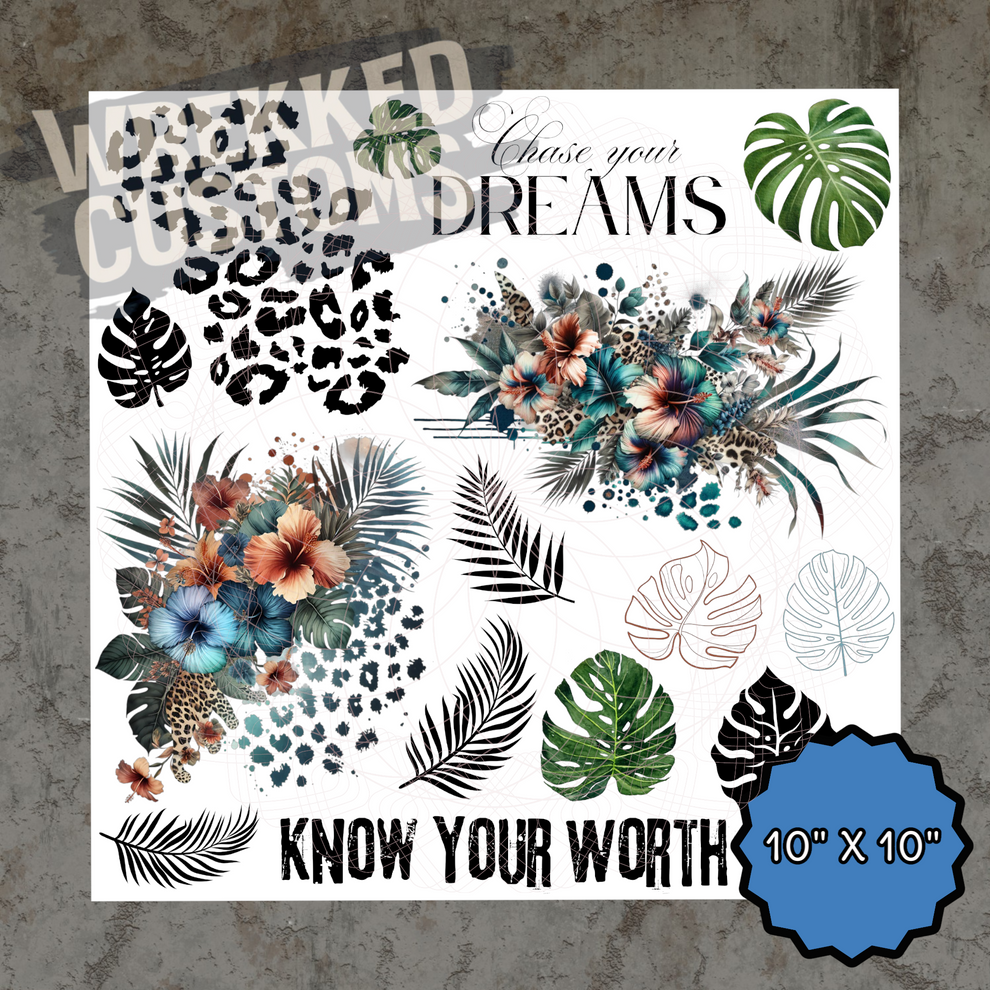 Tropical Know Your Worth (10x10) – Wrekked Customs LLC